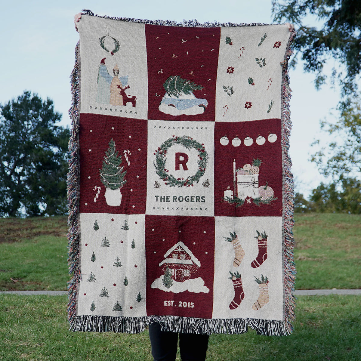 Personalized Family Name Christmas Woven Throw | Relatable Basic